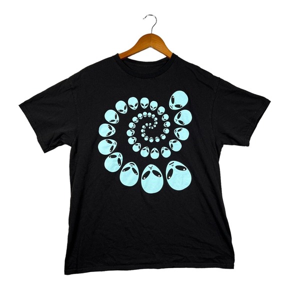 Unbranded | Shirts | Mens Shirt Black Alien Head Swirl Galaxy Ufo Et ...